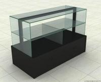 China Stainless Steel Glass Shelves Display Glass Kitchen Cabinets with Customized Logo for sale
