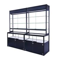 China Stainless Steel Glass Shelves Display Glass Kitchen Cabinets with Customized Logo for sale