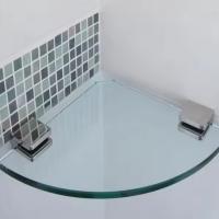 China OEM ODM Acceptable Quarter Round Triangular Corner Tempered Glass Shelf for Bathroom for sale