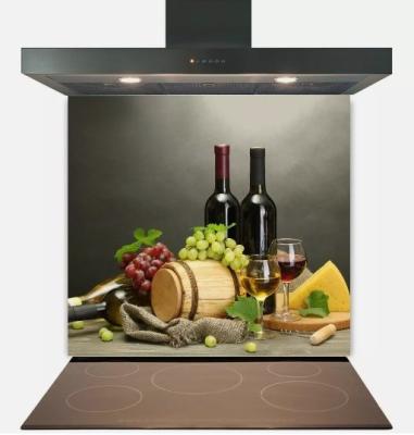 China Logo Customized Logo 6mm Ultra Clear Glass Kitchen Splashbacks with Digital Printing for sale