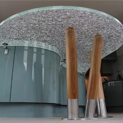 China Functional 3 3/4 4/6 6mm Colored Tempered Cracked Ice PVB Laminated Glass for Dining Room for sale