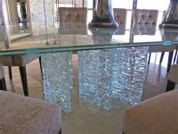 China 8mm America Popular Cracked Ice Laminated Glass Table Top in Villa Square Design for sale