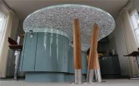 China 8mm America Popular Cracked Ice Laminated Glass Table Top in Villa Square Design for sale