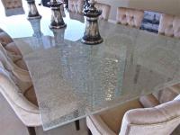 China 8mm America Popular Cracked Ice Laminated Glass Table Top in Villa Square Design for sale