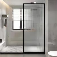 China Bathroom French Door Style Solid Structure Reeded Moru Tempered Glass Shower Screen for sale