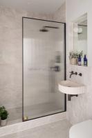 China Bathroom French Door Style Solid Structure Reeded Moru Tempered Glass Shower Screen for sale