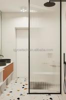 China Bathroom French Door Style Solid Structure Reeded Moru Tempered Glass Shower Screen for sale