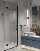 China Bathroom French Door Style Solid Structure Reeded Moru Tempered Glass Shower Screen for sale