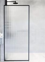 China Bathroom French Door Style Solid Structure Reeded Moru Tempered Glass Shower Screen for sale