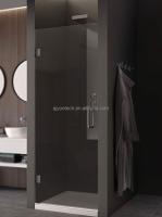 China Customized Color Tempered Glass Single Frameless Shower Door with Solid Hinged Handle for sale