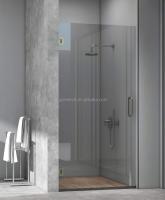 China Customized Color Tempered Glass Single Frameless Shower Door with Solid Hinged Handle for sale