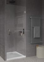 China Customized Color Tempered Glass Single Frameless Shower Door with Solid Hinged Handle for sale