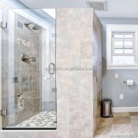 China Customized Color Tempered Glass Single Frameless Shower Door with Solid Hinged Handle for sale