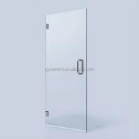 China Customized Color Tempered Glass Single Frameless Shower Door with Solid Hinged Handle for sale