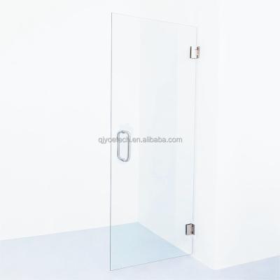 China 6-12mm Thickness Brushed Nickel Finish Single Frameless Shower Glass Door for Hotels for sale