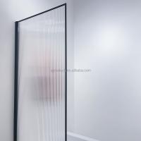 China Bathroom and Living Room Tempered Glass Fixed Shower Screen with Elegant Moru Pattern for sale