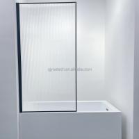 China Flat Tempered Glass French Door Fixed Shower Screen with Elegant Design and Black Grids for sale