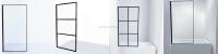 China Flat Tempered Glass French Door Fixed Shower Screen with Elegant Design and Black Grids for sale