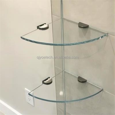 China Quarter Circle Wall Mounted Magic Corner Tempered Glass Shelf for Bathroom Decoration for sale