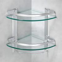 China Quarter Circle Wall Mounted Magic Corner Tempered Glass Shelf for Bathroom Decoration for sale