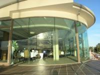 China Industrial Hall Glass Balustrade Full Solution for Curved Tempered Safety Glass Panel for sale