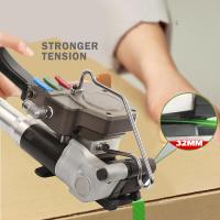 China 32mm PET Belt Pneumatic Plastic Strapping Tool Hot Melt Welding Hand Held Strapping Machine for sale