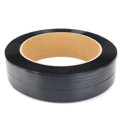 China Black Color PET Strapping Roll with Strong Tensile Strength and Low Elongation for Secure Packaging for sale