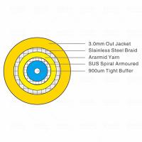 China G652D Armored Simplex Indoor Fiber Cable 600um 900um Tight Buffer for sale