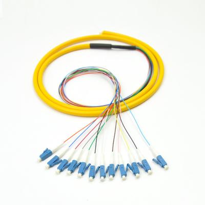 China LC UPC 12 Core Bundled Optic Fiber Patch Cord for sale