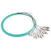 China LC 12 Core 50/12 Multimode 1M 1.5M OM3 Fiber Optic Pigtail for sale