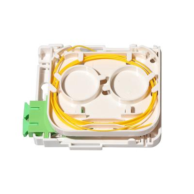 China Fiber Optic Faceplate 2 Port FTTH Wall Mount Termination Box 86x86x21mm White for sale