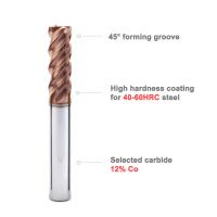 China Tungsten Carbide Milling Insert 4 Flute for HRC60 Steel AlTiN Coating for sale