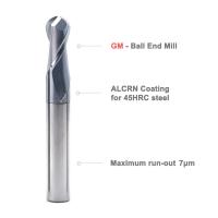 China 2 Flute Carbide Ball End Mill ALCRN Coating for 45HRC Steel for sale