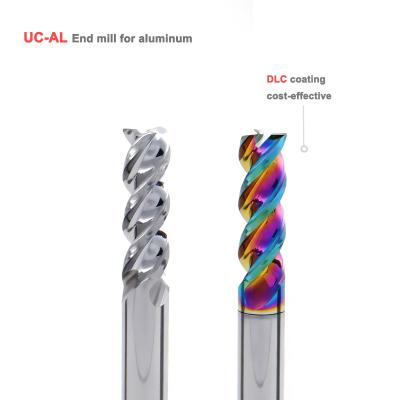 China 3 Flute DLC Coated Carbide End Mill for Aluminum CNC Cutting for sale