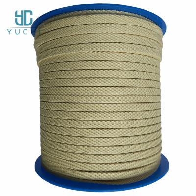 China Aramid Fiber Kevlar Braided Rope 8mm x 3mm High Temperature Wear Resistant Cut Resistant Glass Tempering Furnace Roller Rope for sale