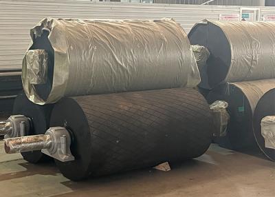 China Industrial Belt Conveyor Head Pulley 20mm Rubber Lining 400-1200mm Diameter for sale