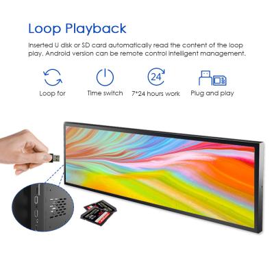 China HD USB/HDMI Autofocus Stretched Bar LCD Display 1920*360 Pixels USB2.0 HDMI*1/SD for sale