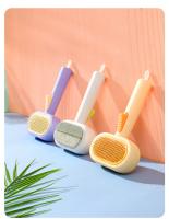 China Double-Sided Self-Cleaning Pet Grooming Comb – Orange, White, Purple | 18.5115CM ABS Pet Hair Removal Brush for Dogs & Cats | Wholesale Pet Supplies for Retailers & Importers for sale