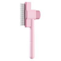 China Professional Pet Deshedding Comb – Stainless Steel Self-Cleaning Flea & Knot Remover, ABS Handle, Bulk Wholesale for sale