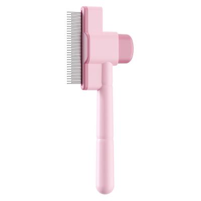 China Professional Pet Deshedding Comb – Stainless Steel Self-Cleaning Flea & Knot Remover, ABS Handle, Bulk Wholesale for sale