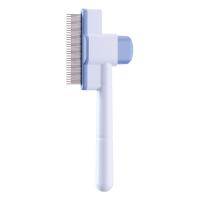 China Professional Pet Deshedding Comb – Stainless Steel Self-Cleaning Flea & Knot Remover, ABS Handle, Bulk Wholesale for sale