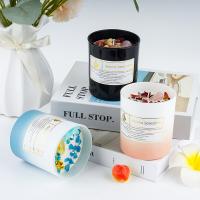 China Glass Custom Private Label Velas Healing Crystal Aromatherapy Luxury Scented Candle With Flowers for sale