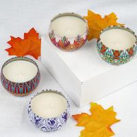 China Customized Tin Scented Candle Grass Scented Soy Wax Candles Gift Set for sale