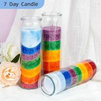 China Glass Jar Scented Rainbow 7 Day Prayer Chakra Candles for sale
