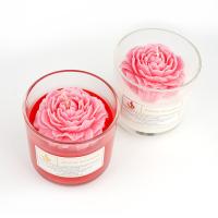 China Parties Glass Jar Scented Candle 3D Flower Home Decor Fragrance Candle Custom Logo for sale