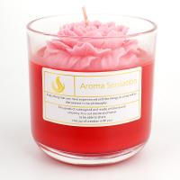 China Parties Glass Jar Scented Candle 3D Flower Home Decor Fragrance Candle Custom Logo for sale