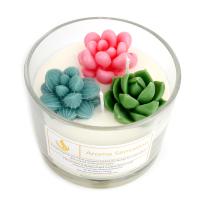 China Parties Glass Jar Scented Candle 3D Flower Home Decor Fragrance Candle Custom Logo for sale