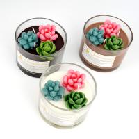 China Parties Glass Jar Scented Candle 3D Flower Home Decor Fragrance Candle Custom Logo for sale