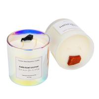 China 398g 14oz Healing Crystal Glass Jar Scented Candle  Aromatherapy Candles Iridescent for sale