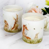 China Fox Rabbit Glass Vessel Natural Scented Candles Burning Time 45 Hours for sale
